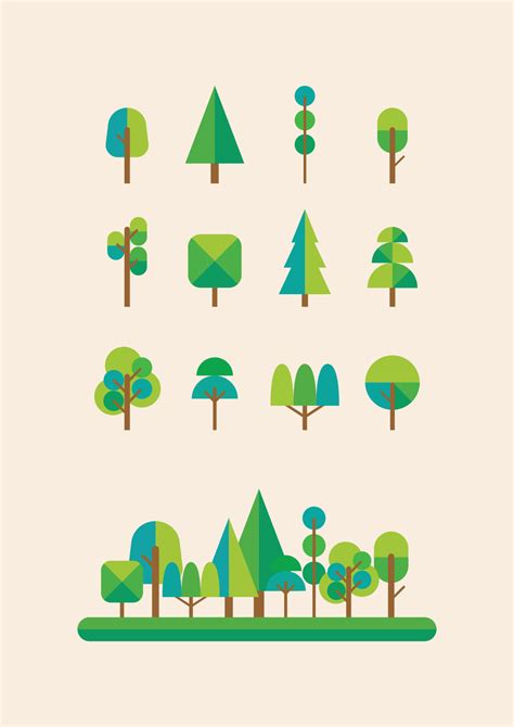 2d View And Isometric Trees Forest 13926954 Vector Art At Vecteezy