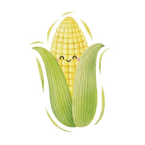 Premium Vector Watercolor Cute Corn Cartoon Character Vector Illustration