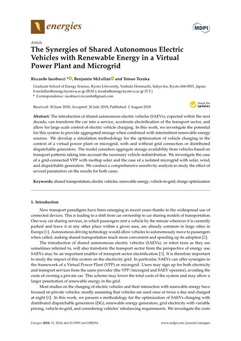 Pdf The Synergies Of Shared Autonomous Electric Vehicles With Renewable Energy In A Virtual