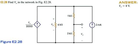 Use Loop Analysis E228 Find Vin The Network In Fige228 Answer V8v 1k2 6k 2 Ma 2000 2k Vo Figure