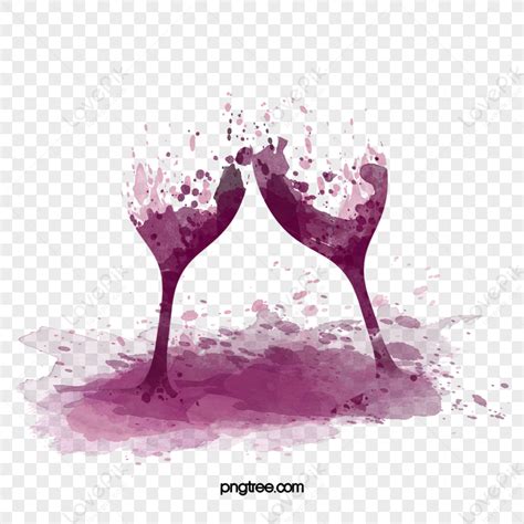 레드 와인 글라스 충돌 수채화 일러스트 요소와인 얼룩와인 잔 Png 일러스트 무료 다운로드 Lovepik