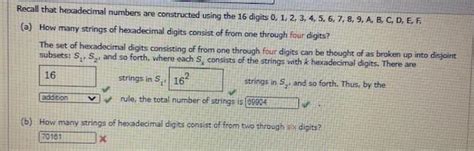 Solved Recall That Hexadecimal Numbers Are Constructed Using