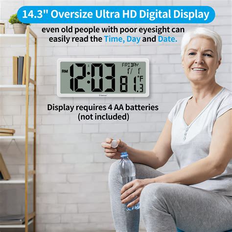 Geevon 14 3 Atomic Clock Battery Operated Auto Set Large Atomic Digital Wall Clock