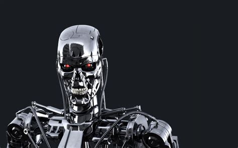 Hd Wallpaper Terminator Metal Cyborg Futuristic Black Background