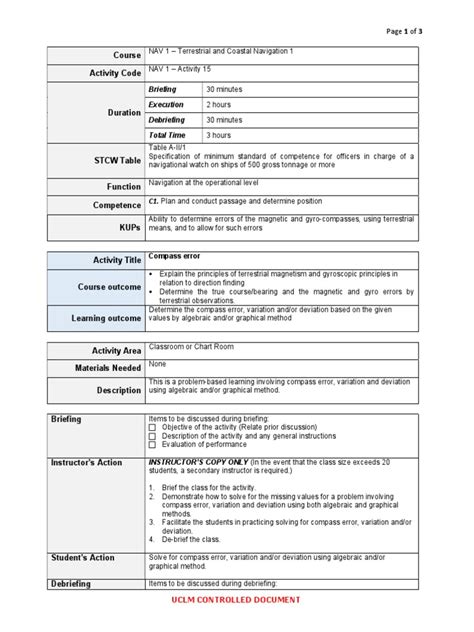 Activity 15 Compass Error Pdf Compass Navigation
