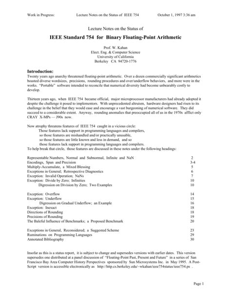 ieee standard 754 for binary floating point arithmetic