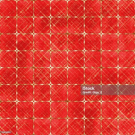 수채화 추상 기하학적 인 레드 스트라이프 격자 무음 패턴 골드 글리터 라인 윤곽 고풍스런에 대한 스톡 벡터 아트 및 기타 이미지