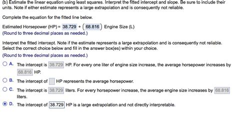 Solved B Estimate The Linear Equation Using Least Squares Chegg Com