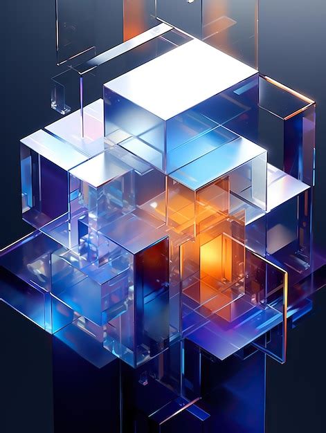 Futuristic Cube Background Blue And Purple Hue Futuristic Techno Cube