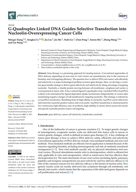 Pdf G Quadruplex Linked Dna Guides Selective Transfection Into