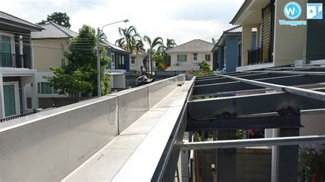 รางน้ำฝนสแตนเลส กับงานหลังคาโรงรถสไตล์โมเดิร์น Wongguru