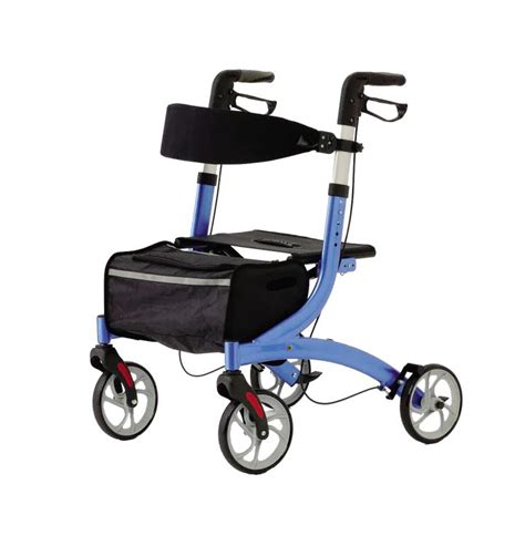 Blue Aluminum Deluxe Folding Rollator Walker Euro Style Height