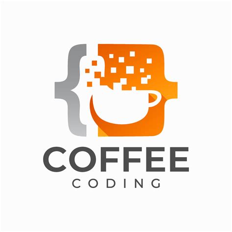 Simple Digital Pixel Coffee Coding Logo Design Modern Technology Code Logo 21961504 Vector Art