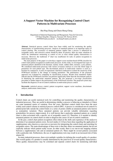 Pdf A Support Vector Machine For Recognizing Control Chart Patterns In Multivariate Processes