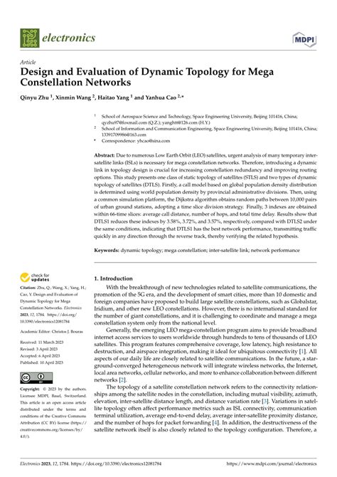 Pdf Design And Evaluation Of Dynamic Topology For Mega Constellation Networks