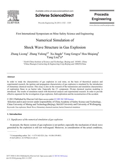 Pdf Numerical Simulation Of Shock Wave Structure In Gas Explosion
