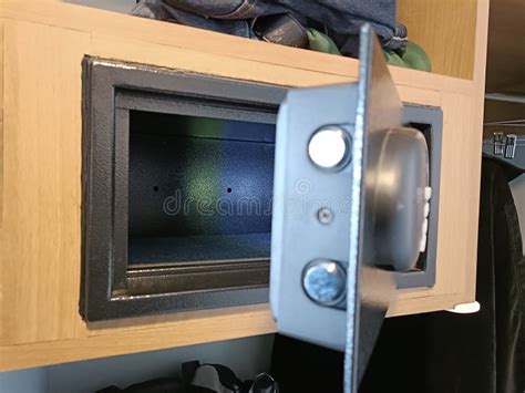 Electronic Safe With Keypad In Wooden Cabinet For Secure Storage Editorial Photography Image