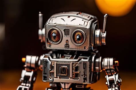 Miniature Robot A Close Up Of A Small Robot Toy Highlighting It Stock Illustration