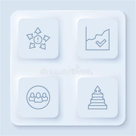 Set Line Many Ways Directional Arrow Financial Growth Increase Project Team Base And Pyramid