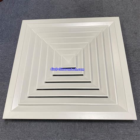 High Quality Aluminum Ventilation Drop Ceiling Air Louver Square Ceiling Diffuser 4 Way Ventech