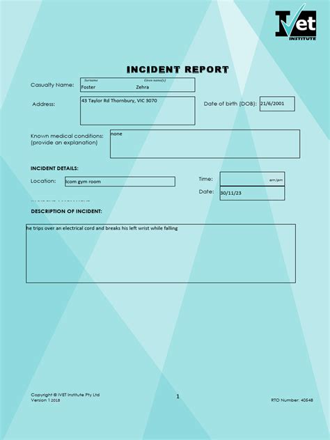 Hltaid011 Incident Report Form Updated Pdf First Aid Public Safety