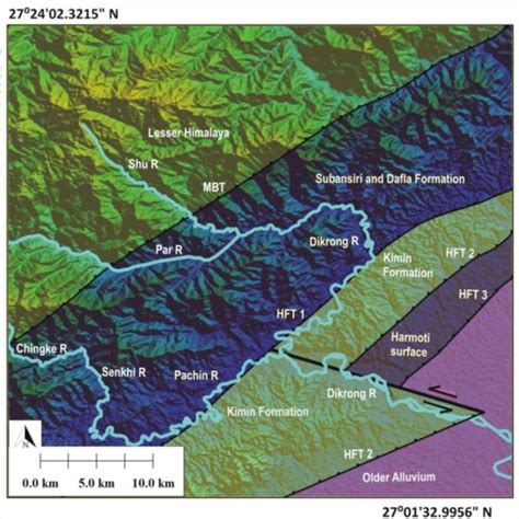 Geological Map Showing Major Thrust And Rock Formation Present In The