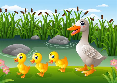 Familia De Patos De Dibujos Animados 12189606 Vector En Vecteezy