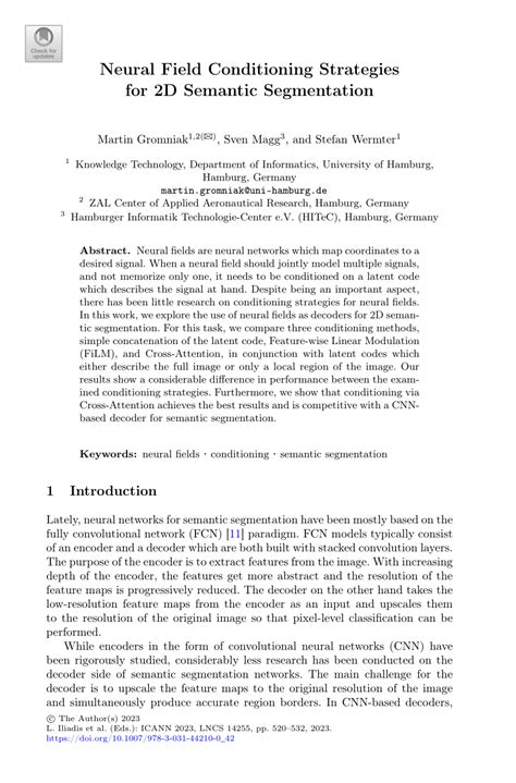 Pdf Neural Field Conditioning Strategies For 2d Semantic Segmentation