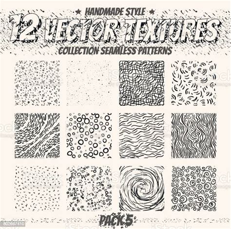컬렉션 흑백 디지털 디자인에 대 한 완벽 한 텍스처입니다 웹 섬유 직물 및 기타에 대 한 벡터 패턴 손점 선 및 모든 요소 그릴 0명에 대한 스톡 벡터 아트 및 기타 이미지