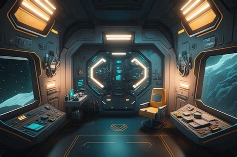 Premium Ai Image Scifi Spaceship Interior Digital Illustration Ai