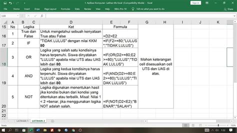 Rumus Microsoft Excel If True And False Or Not Dan And Youtube