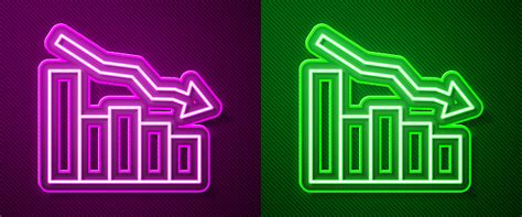 빛나는 네온 라인 금융 성장은 보라색과 녹색 배경에 고립 된 아이콘을 감소 매출 증대 벡터 0명에 대한 스톡 벡터 아트 및 기타