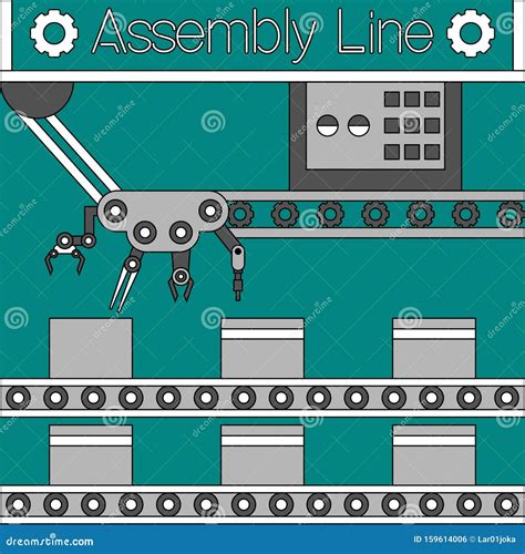 Assembly Line Poster Stock Vector Illustration Of Electronic 159614006