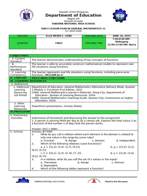 Lesson 1 General Mathematics Functions Pdf Function Mathematics Mathematics
