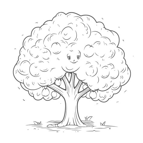 Cute Tree Coloring Page Outline Sketch Drawing Vector Tree Drawing Wing Drawing Ring Drawing