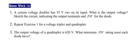 Solved Bome Work 10 1 A Certain Voltage Doubler Has 35 V