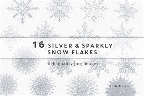 Silver Glitter Snowflakes Clip Art An Object Graphic By Palette