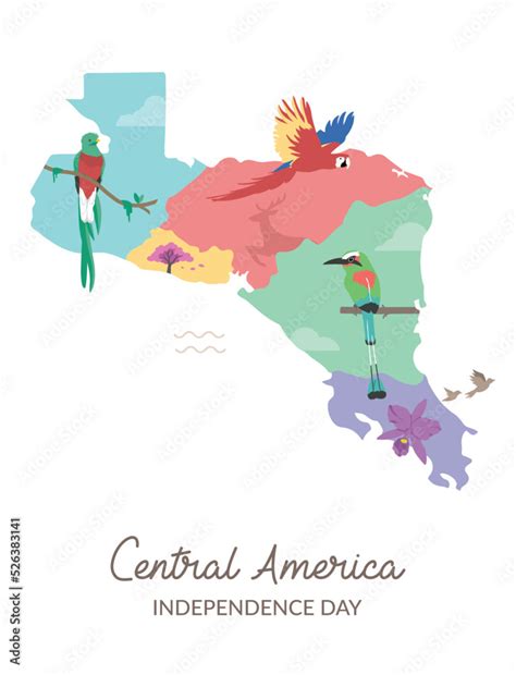 VECTORS Editable Banner For Central America Independence Day September 15 Central America Map