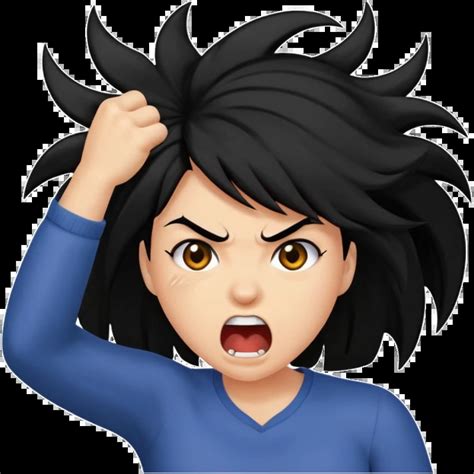 Black Haired Woman Ripping Her Hair Out With Rage Emoji Ai Emoji