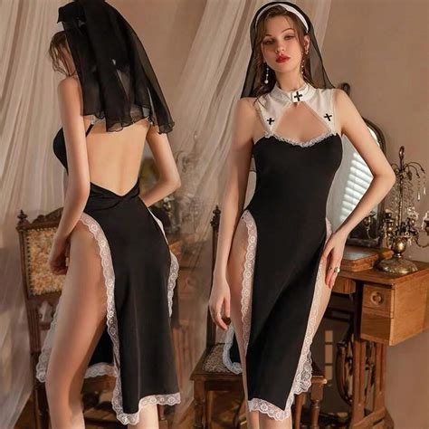 3 Teiliges Sexy Dessous Set Für Cosplay Als Nonne Sexy Nonnenkostüm