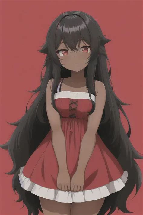 Black Skinned Anime Girl With Red Hair