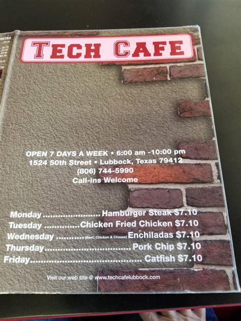 Menu At Tech Cafe Lubbock 1524 50th St