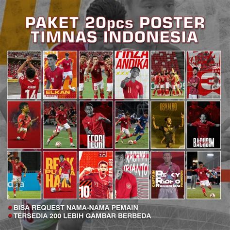 Jual Poster Timnas Indonesia 20pcs Poster Dinding Sepakbola Timnas