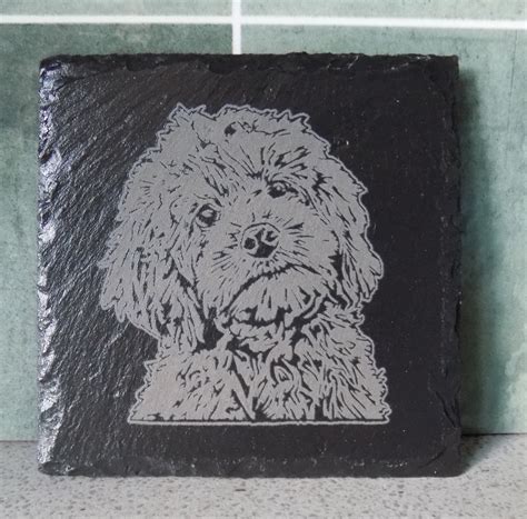 New Engraved Cockapoo Welsh Slate Drinks Coaster Functional And