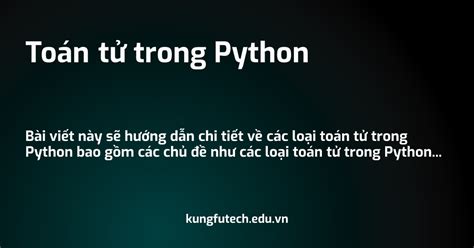 Toán Tử Trong Python
