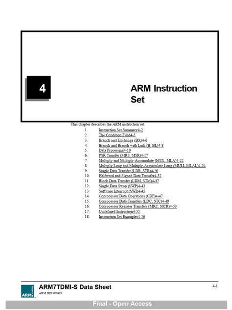 arm instructionset pdf assembly language bit