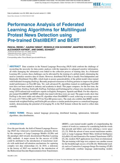 pdf performance analysis of federated learning algorithms for multilingual protest news