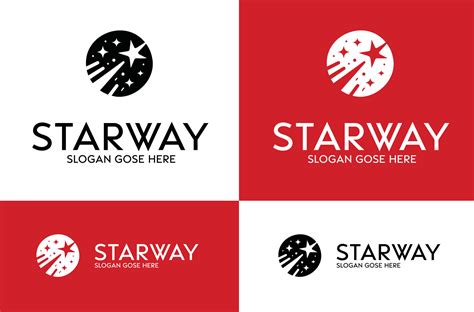 Starway Logo Variations Presenting Star Motif On Red And White