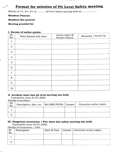 Pit Level Meeting Format Pdf Safety