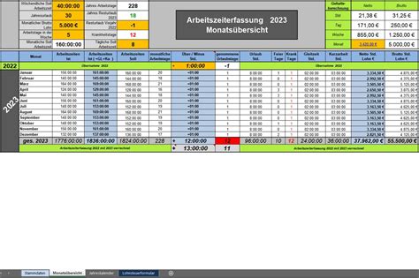 Excel Arbeitszeiterfassung 2023 Variable Pause